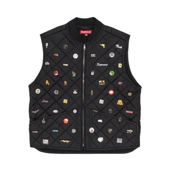Supreme Pins Quilted Work Vest - Black