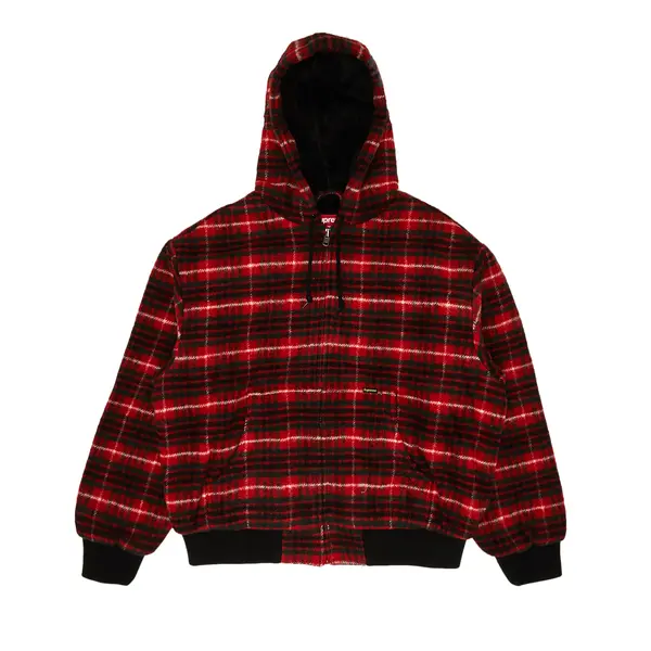 Supreme Plaid Wool Hooded Work Jacket - Red | Editorialist