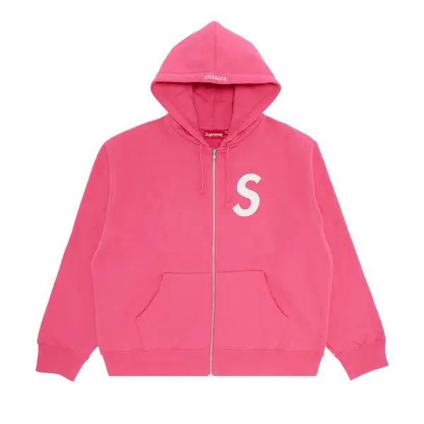 Supreme S Logo Zip Up Hooded Sweatshirt - Pink | Editorialist