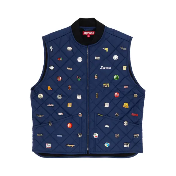 Supreme Pins Quilted Work Vest - Blue