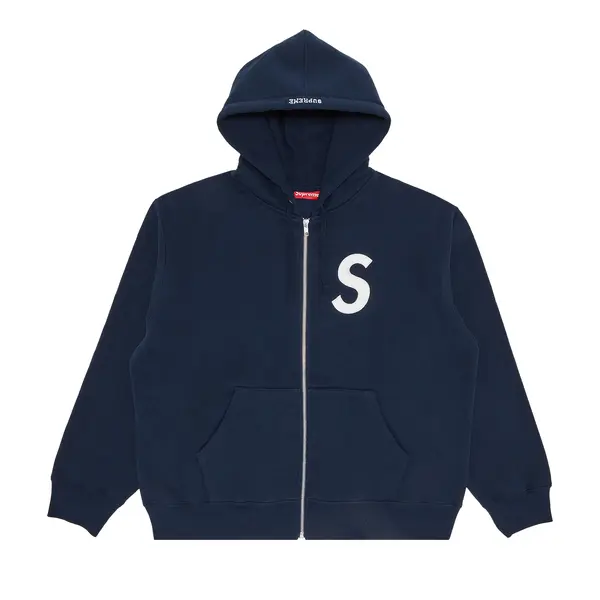 Supreme Logo Zip Up Hooded Sweatshirt - Blue