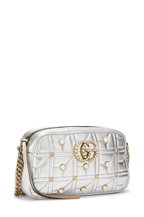 Gucci Leather & Faux Pearl Gg Marmont Crossbody