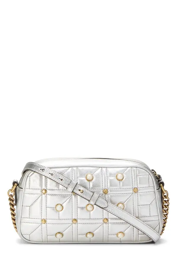 Gucci Leather & Faux Pearl Gg Marmont Crossbody