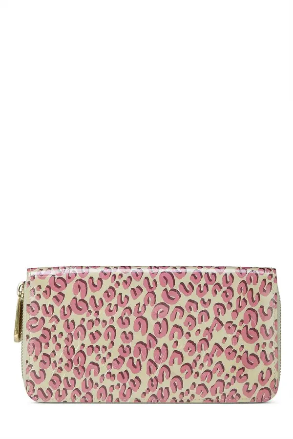 LOUIS VUITTON Stephen Sprouse X Blanc Corail Vernis Leopard Zippy Continental Wallet