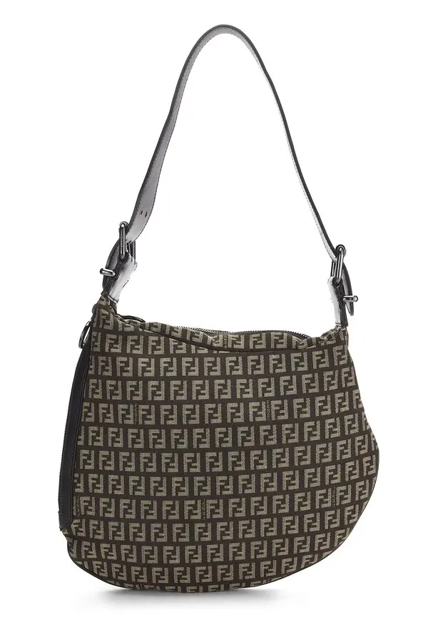 Fendi Zucchino Canvas Oyster Shoulder Bag