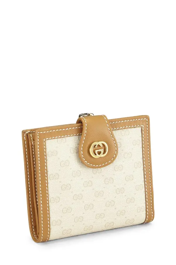 Gucci Beige Micro Gg Coated Canvas Compact Wallet