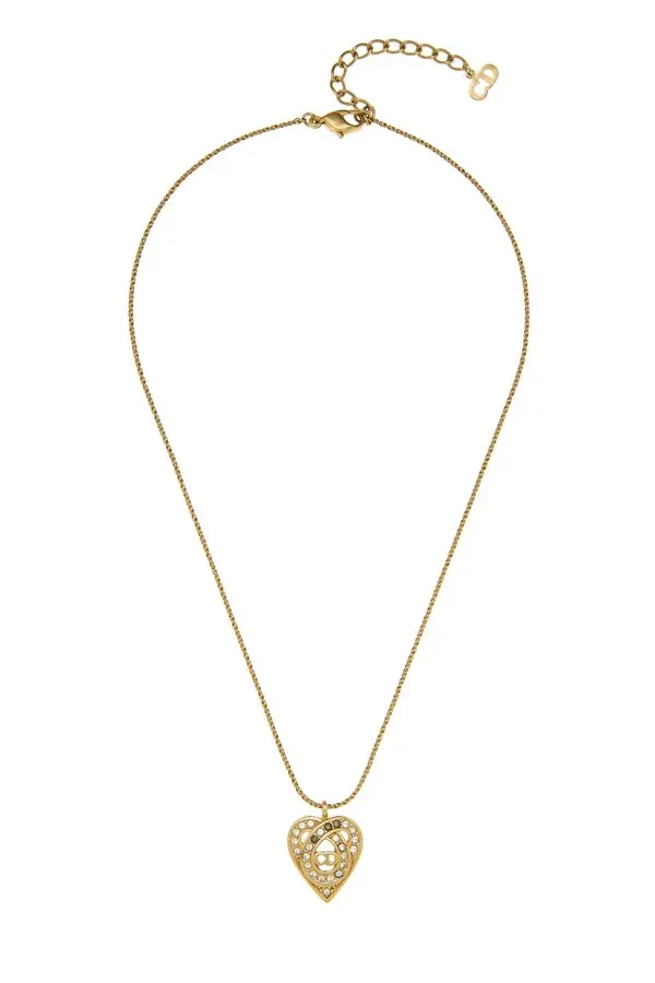 Dior Crystal Heart Necklace - Gold