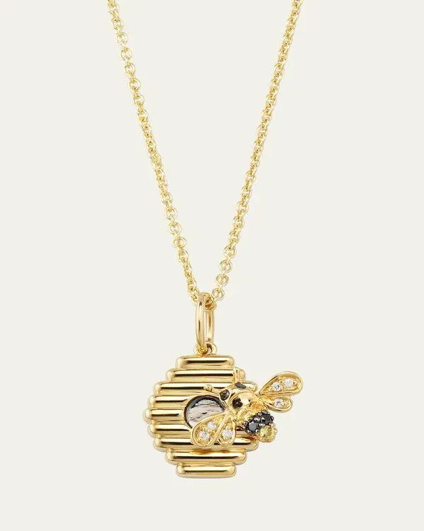 SYDNEY EVAN 14k Yellow Beehive Charm Pendant Necklace