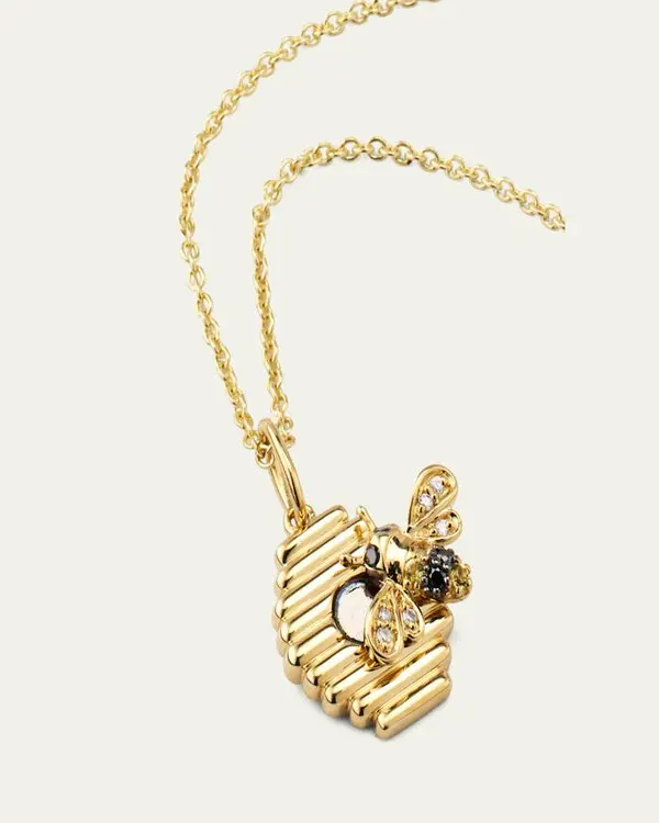 SYDNEY EVAN 14k Yellow Beehive Charm Pendant Necklace