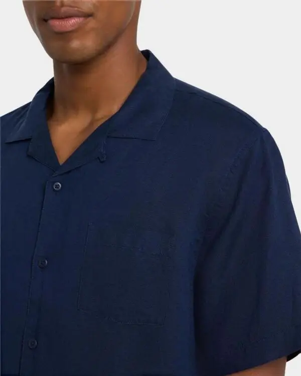 Onia Apos;s Air Linen Convertible Collar Short-sleeve Shirt - Deep Navy