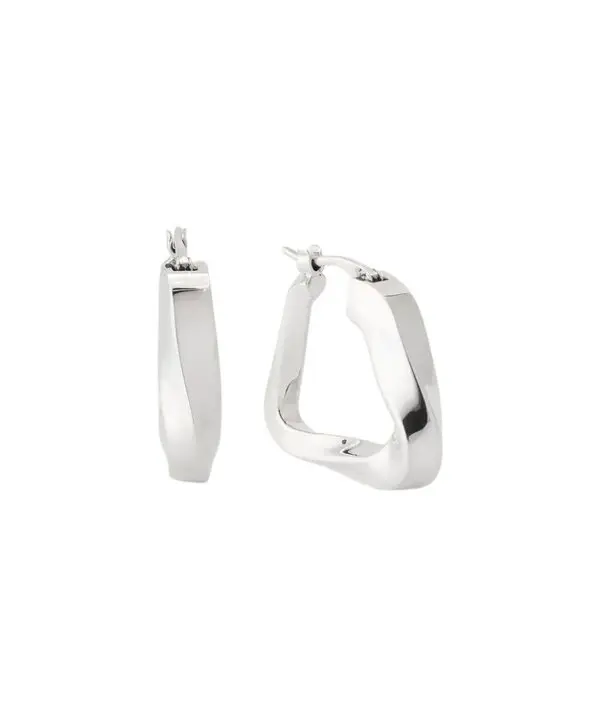 Bottega Veneta Small Twist Triangle Hoop Earrings - Argento