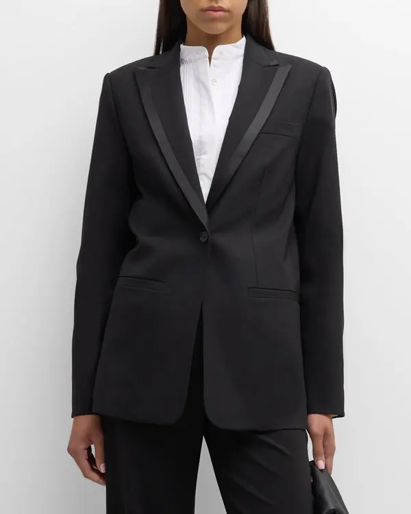 Co Satin-trim Single-breasted Tuxedo Jacket - Black