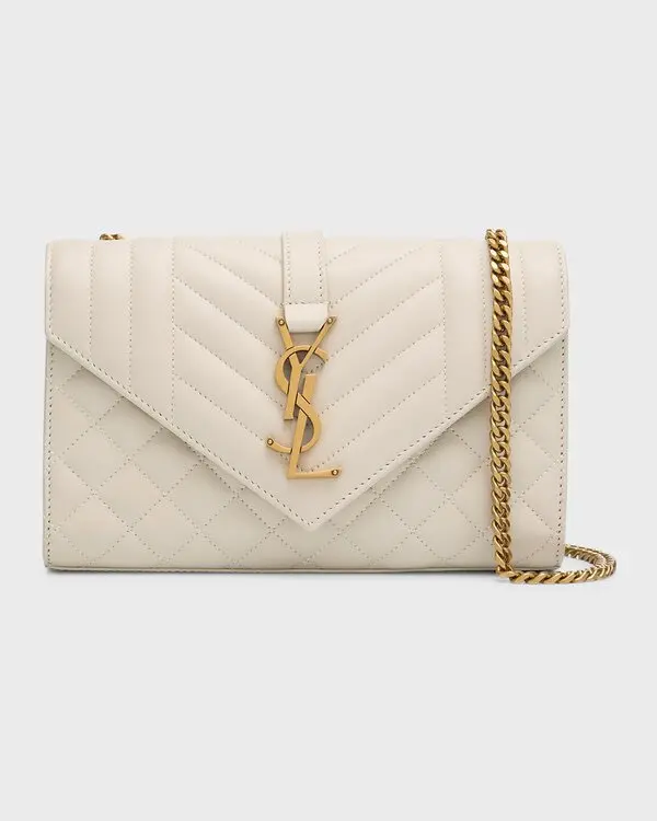 Saint Laurent Envelope Triquilt Small Shoulder Bag - Blanc Vintage