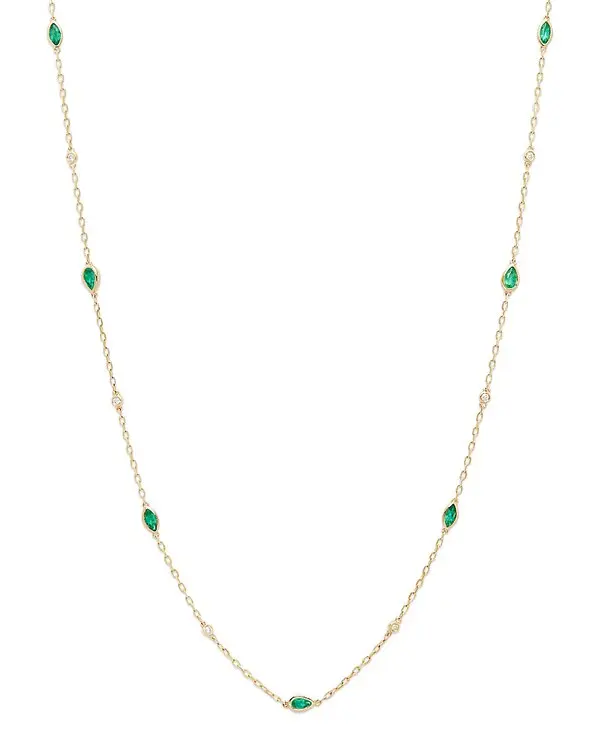 Bloomingdale'S 14k Yellow Gold Emerald & Diamond Necklace - Emerald/gold