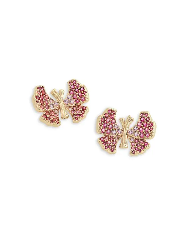 ANABEL ARAM Butterfly Pave Stud Earrings - Pink/gold