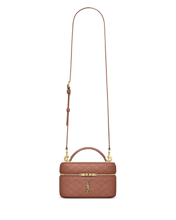 Saint Laurent Gaby Mini Lambskin Vanity Bag - Barely Pink Smooth Leather/gold