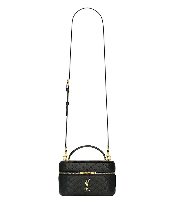 Saint Laurent Gaby Mini Lambskin Vanity Bag - Black Smooth Leather/gold
