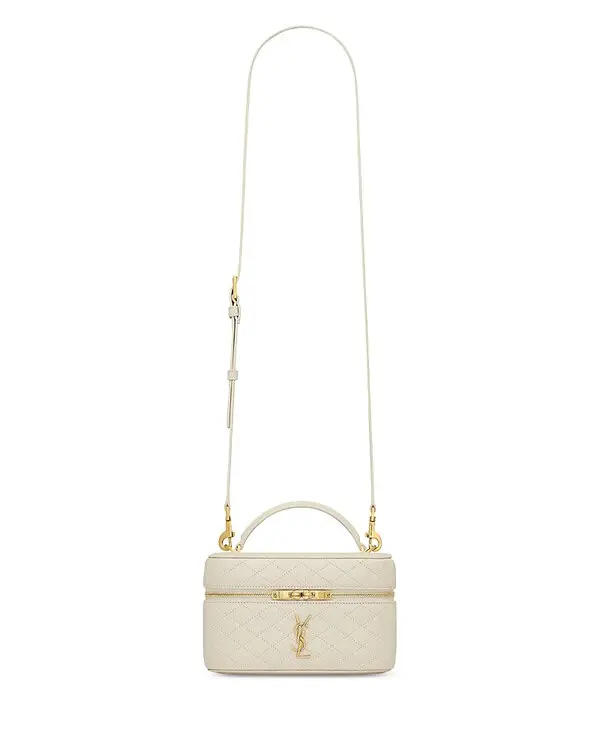 Saint Laurent Gaby Mini Lambskin Vanity Bag - Blanc Vintage Smooth Leather/gold