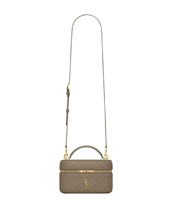 Saint Laurent Gaby Mini Lambskin Vanity Bag - Light Taupe