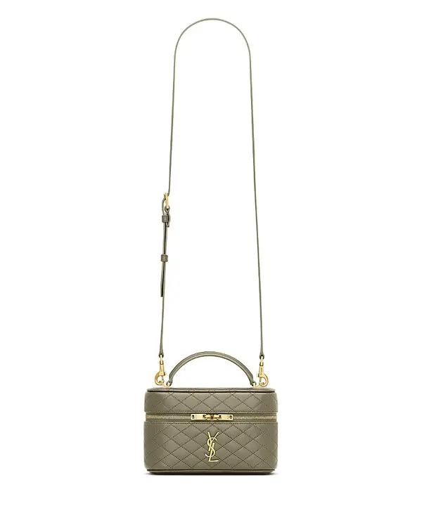 Saint Laurent Gaby Mini Lambskin Vanity Bag - Strong Moss Smooth Leather/gold