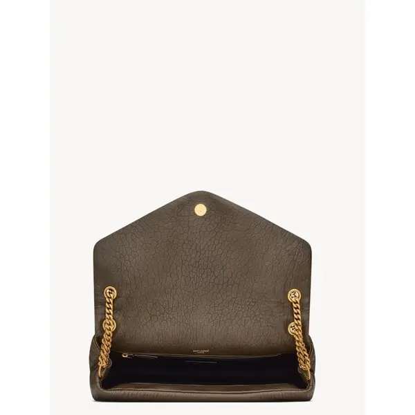 Saint Laurent Calypso Large Shoulder Bag In Grained Lambskin - Light Musk Grain Lambskin/gold