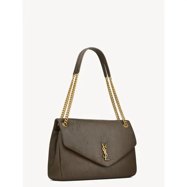 Saint Laurent Calypso Large Shoulder Bag In Grained Lambskin - Light Musk Grain Lambskin/gold