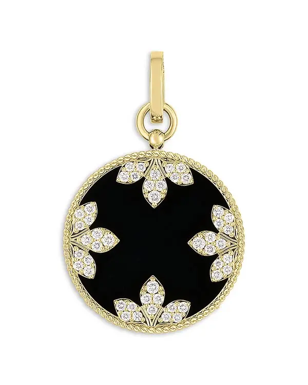 Roberto Coin 18k Yellow Gold Diamond & Mother Of Pearl Medallion Pendant - Black Jade/gold