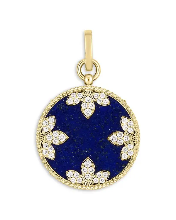Roberto Coin 18k Yellow Gold Diamond & Mother Of Pearl Medallion Pendant - Lapis Luzi/gold
