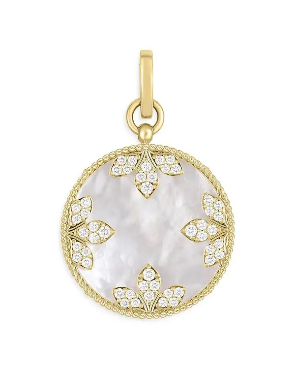 Roberto Coin 18k Yellow Gold Diamond & Mother Of Pearl Medallion Pendant - Mother Of Pearl/gold
