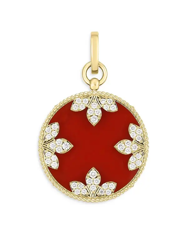 Roberto Coin 18k Yellow Gold Diamond & Mother Of Pearl Medallion Pendant - Red Agate/gold