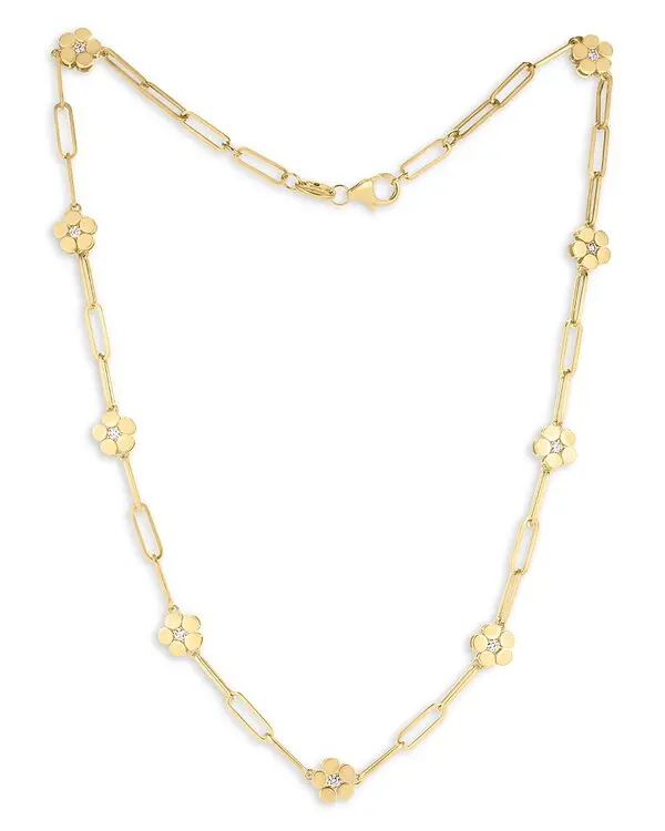 Roberto Coin 18k Yellow Diamond Daisy Necklace - Gold