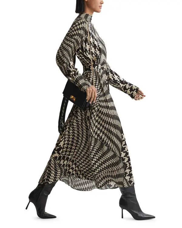 REISS Kate Printed Long Sleeve Dress