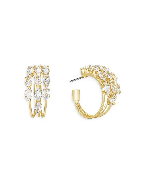 Ettika Multi Cubic Zirconia Hoop Earrings - Gold
