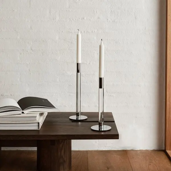 ORREFORS Lumiere Candlestick Holder, Medium - Silver