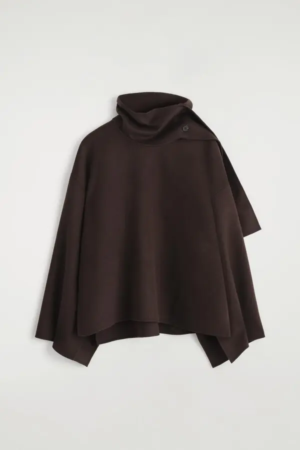 Cos Double-faced Wool Cape - Brown