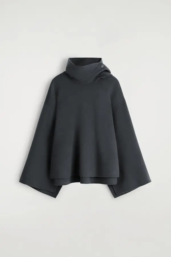 Cos Double-faced Wool Cape - Gray