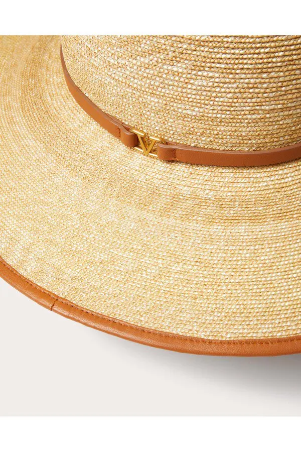 Valentino Garavani Vlogo Signature Straw And Leather Fedora  display picture 1