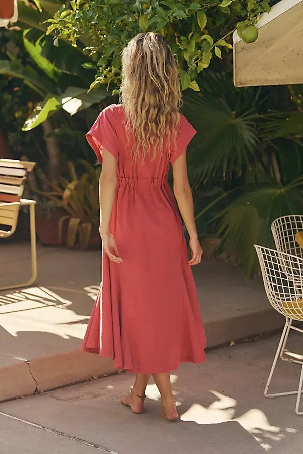 Free People Outta Here Midi Dress - Rusted Coral