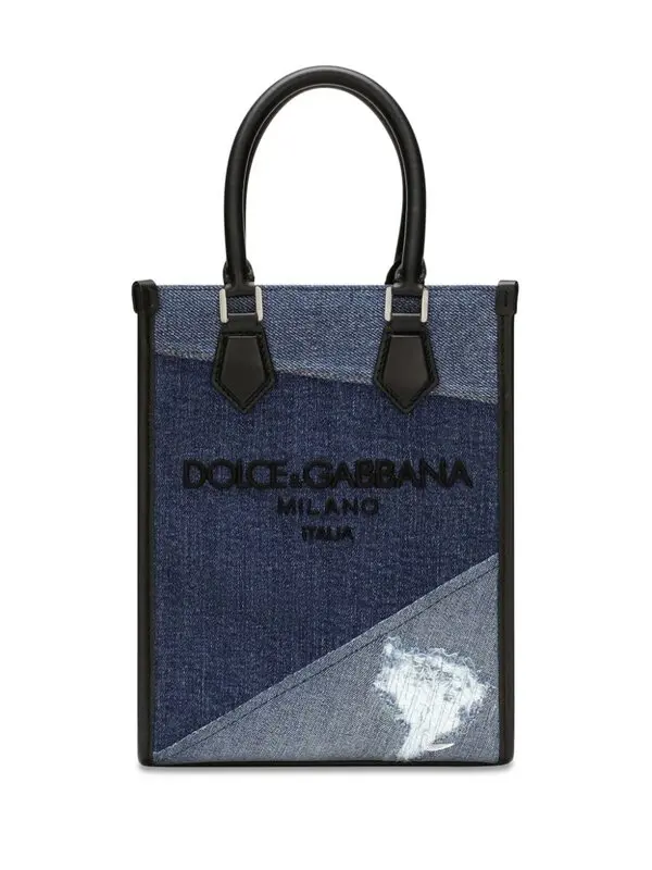 Dolce & Gabbana Patchwork Cotton-blend Tote Bag - Blue
