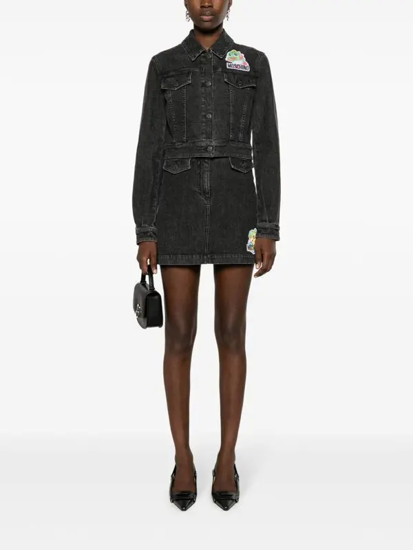 Moschino Cartoon-embroidered A-line Denim Skirt