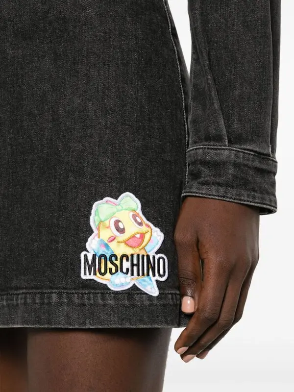 Moschino Cartoon-embroidered A-line Denim Skirt