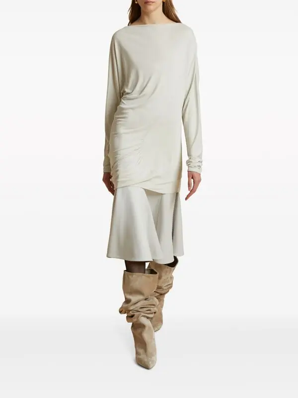 Khaite The Lennox Flared Crepe Skirt - Neutrals