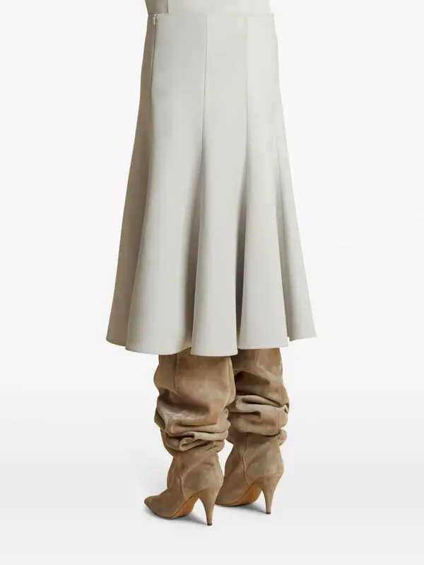 Khaite The Lennox Flared Crepe Skirt - Neutrals