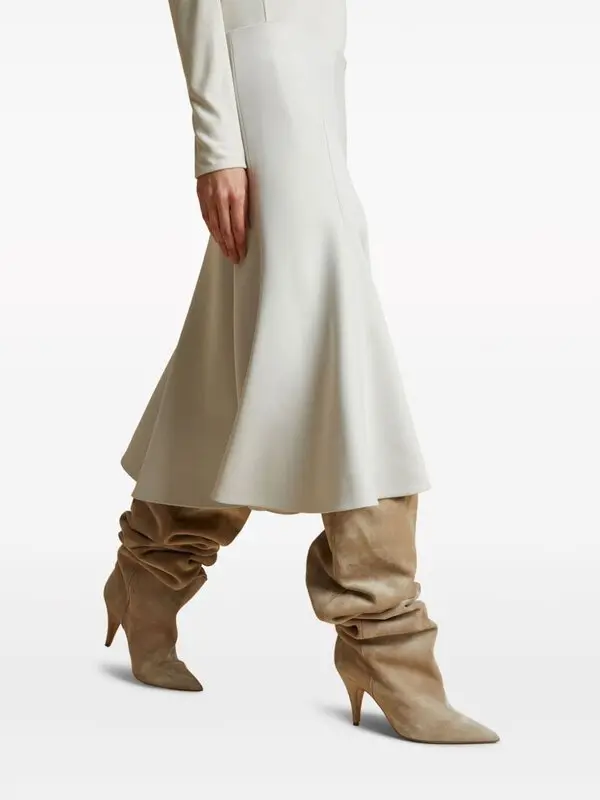 Khaite The Lennox Flared Crepe Skirt - Neutrals