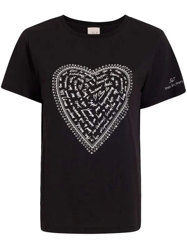 Cinq À Sept Love Letter Heart T-shirt - Black