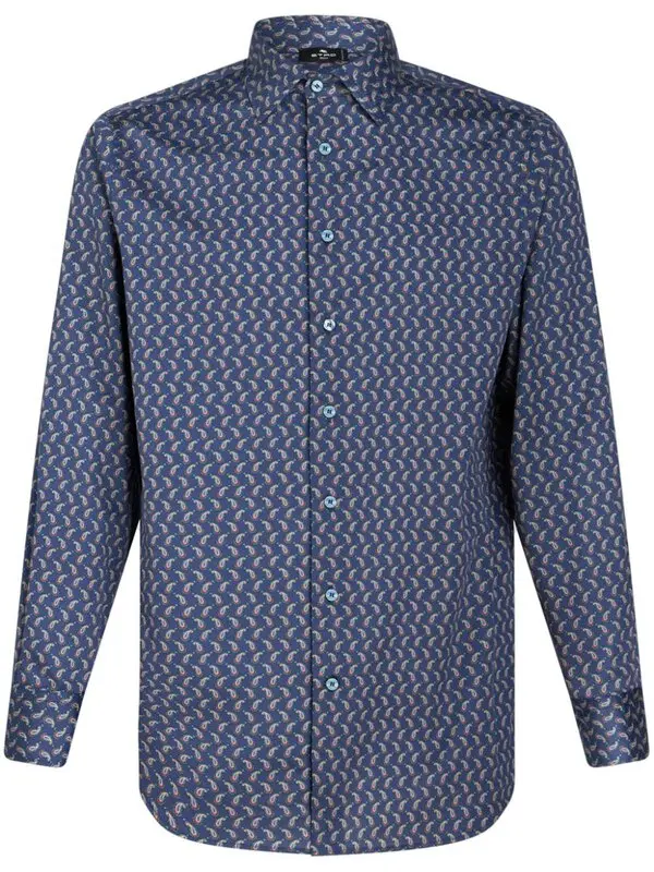 Etro Paisley-print Cotton Shirt - Blue