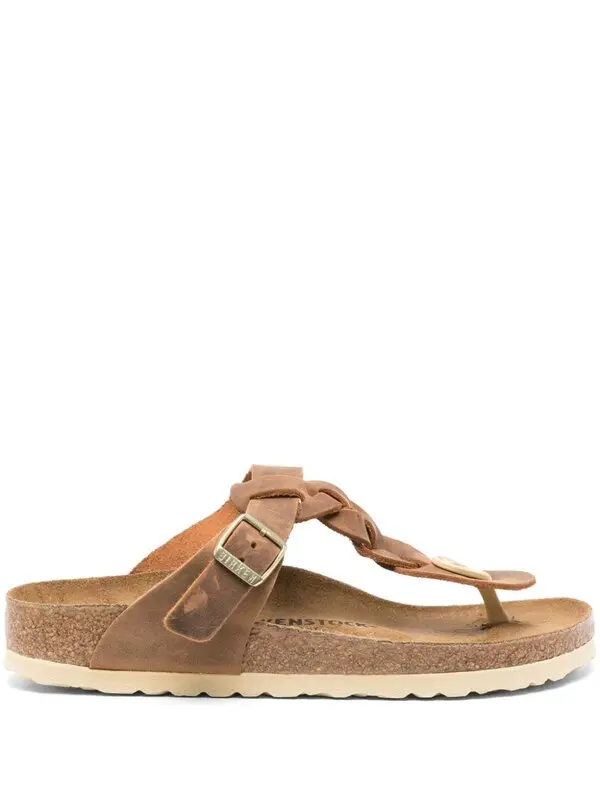 BIRKENSTOCK Gizeh Braided Suede Slides - Brown