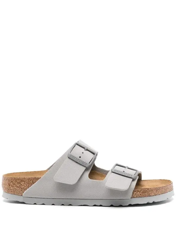 BIRKENSTOCK Arizona Leather Flat Sandals - Grey