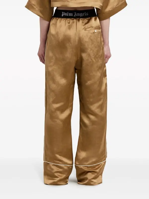 Palm Angels Logo-tape Satin Pajama Bottoms - Neutrals