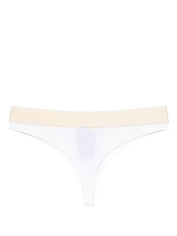 Palm Angels Logo-tape Stretch-cotton Thong - White